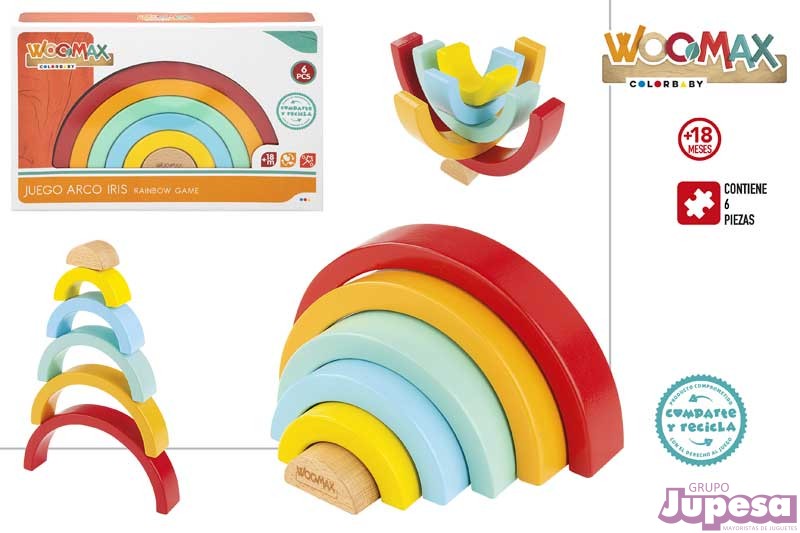 JUEGO ARCO IRIS MADERA WOOMAX 6 PZA